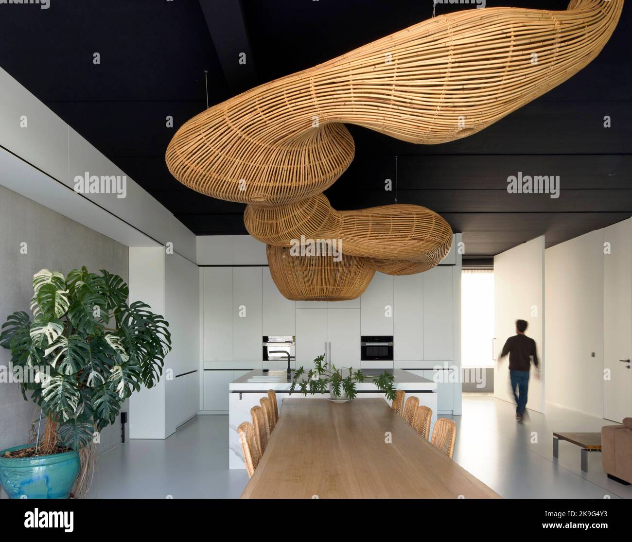 Upper level flat with curvaceous Rattan installation. Ice Ball Factory ...