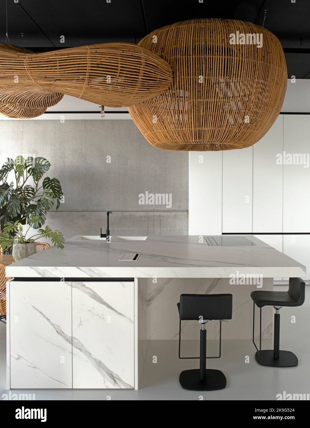 Upper level flat with curvaceous Rattan installation. Ice Ball Factory ...