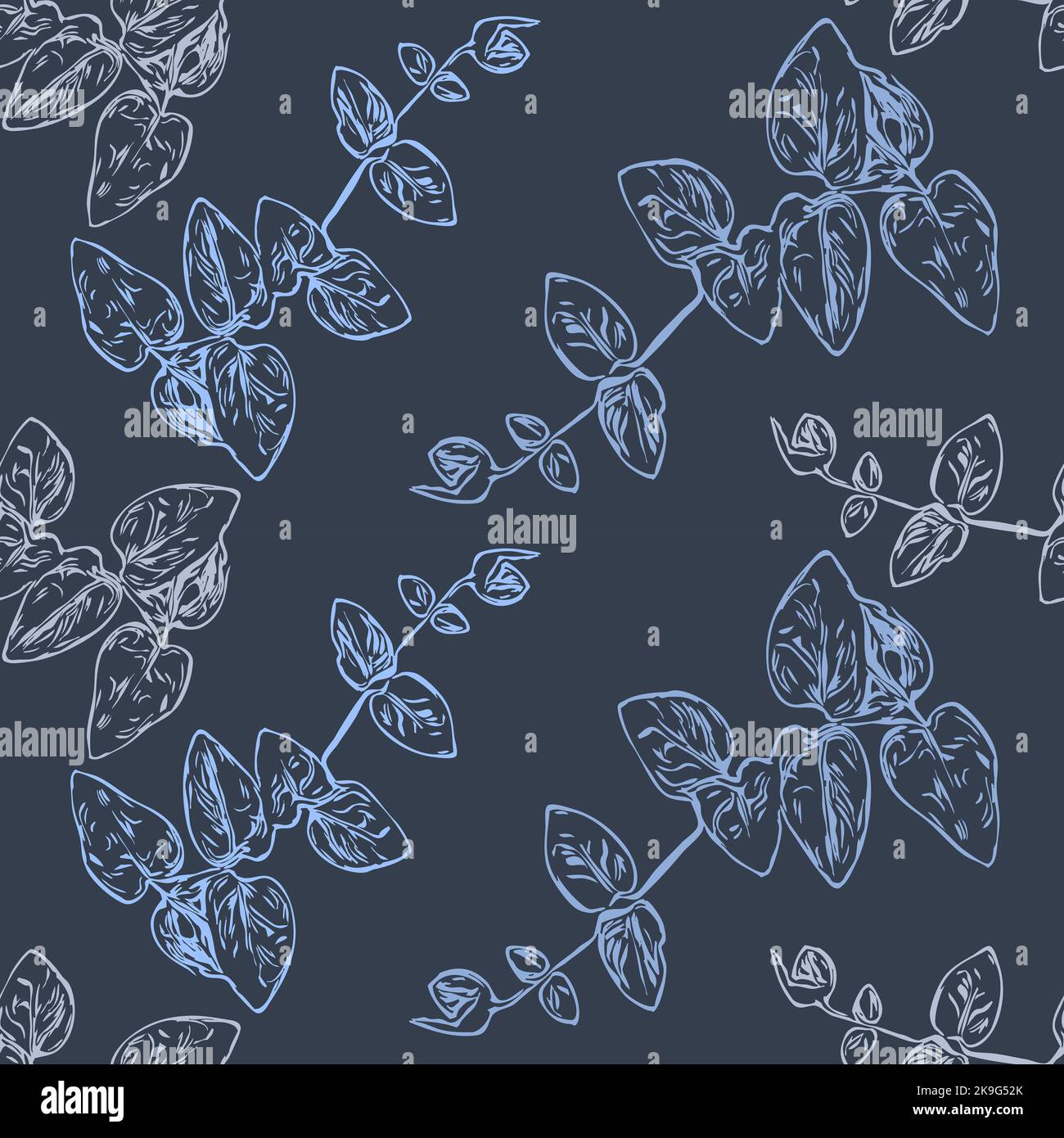 Seamless botanical pattern in trendy blue color. Classic Blue Color of ...