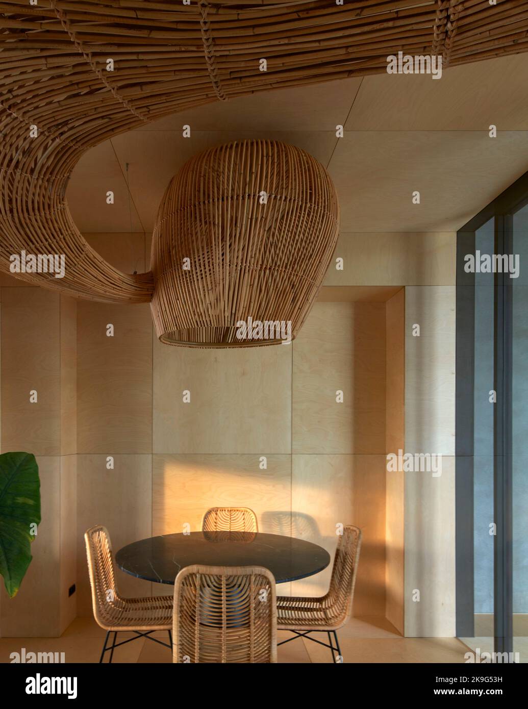 Office space with curvaceous Rattan installation. Ice Ball Factory ...