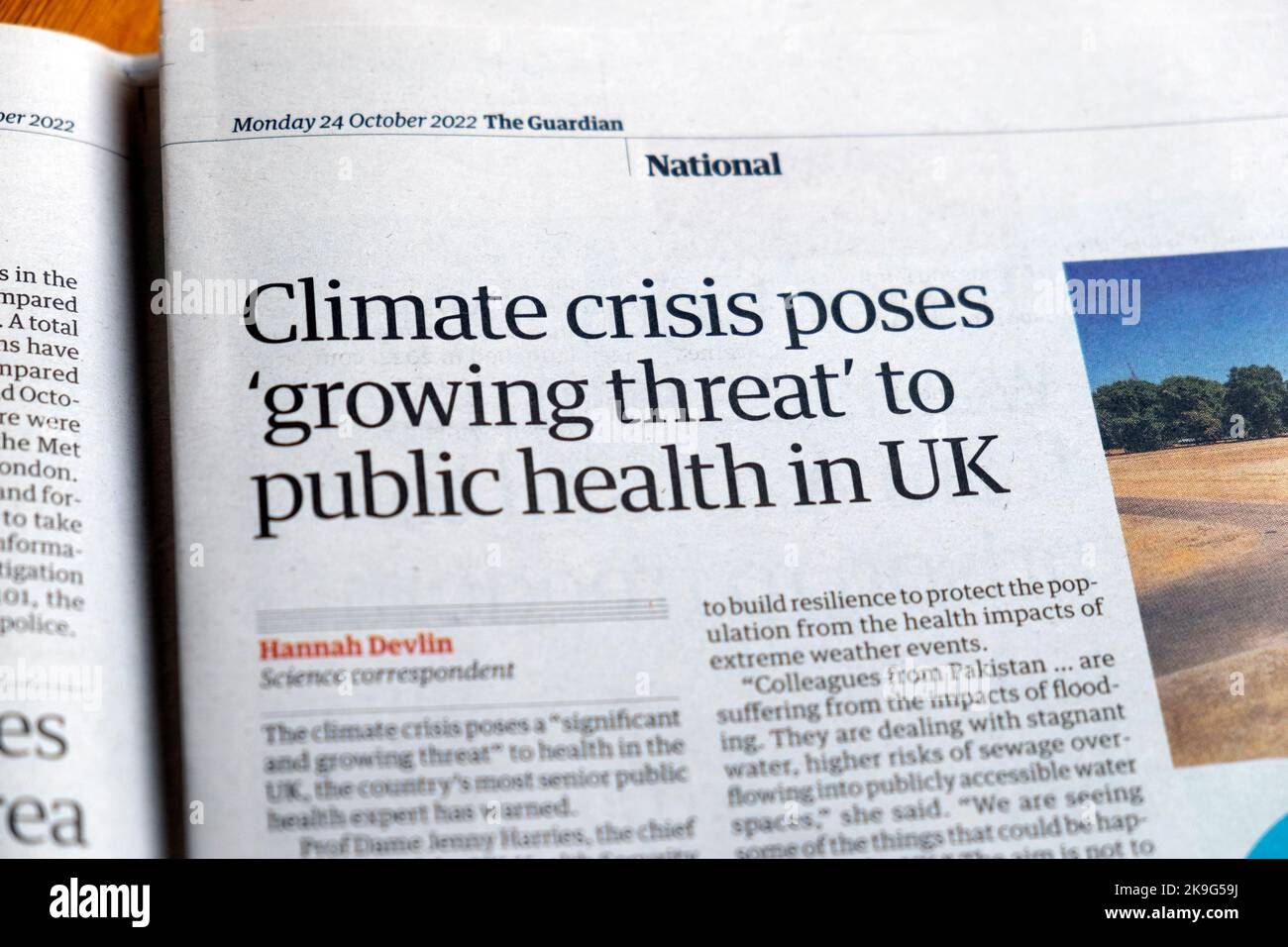 'Climate crisis poses 'growing threat' to public health in UK' Guardian ...