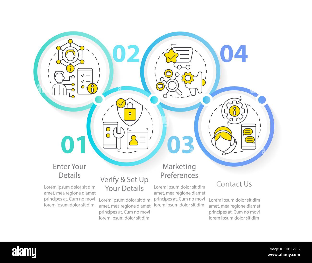 E banking app registration guide circle infographic template Stock ...