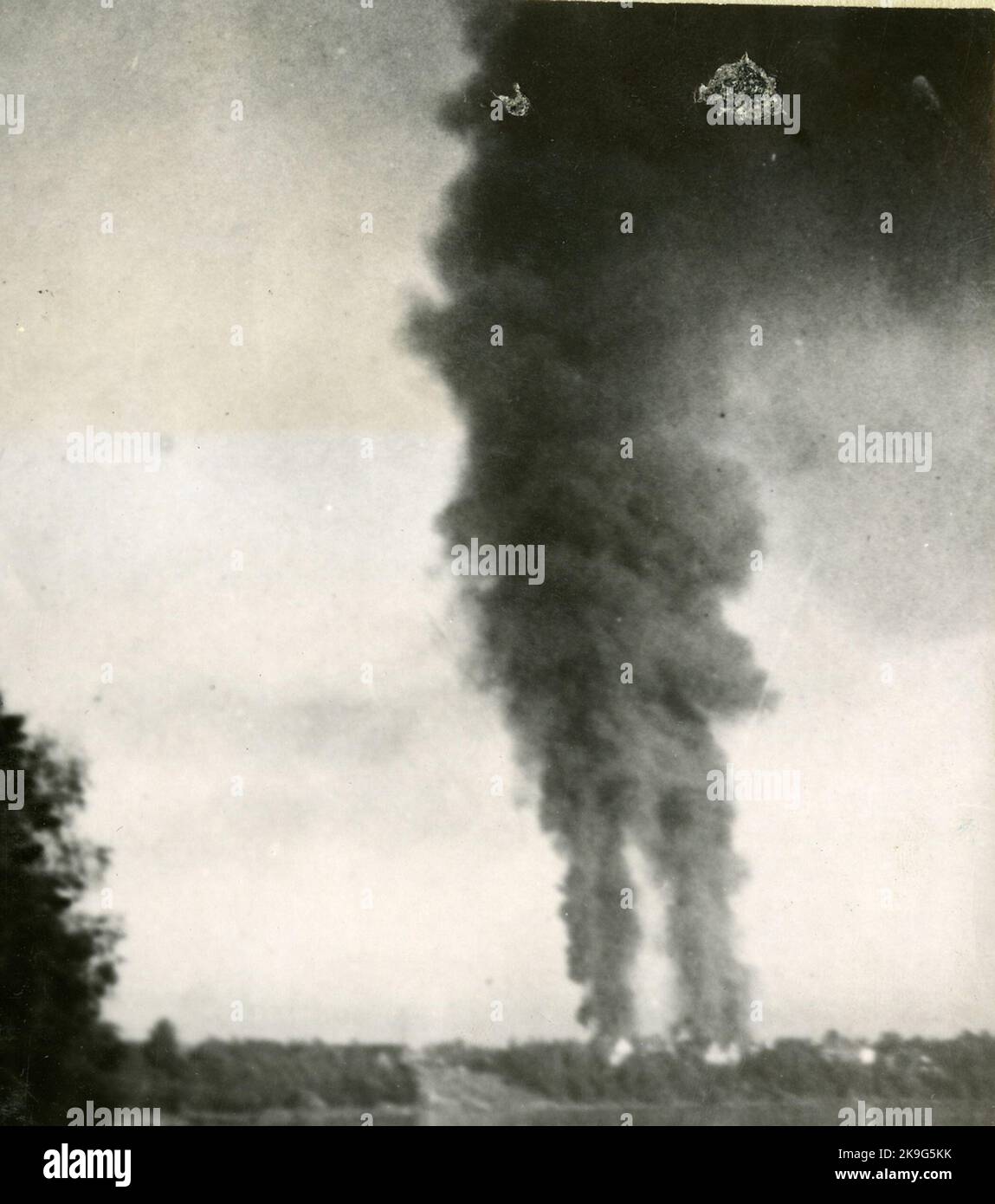 Smoke from the explosion of a German ammunition train at Avesta Krylbo ...