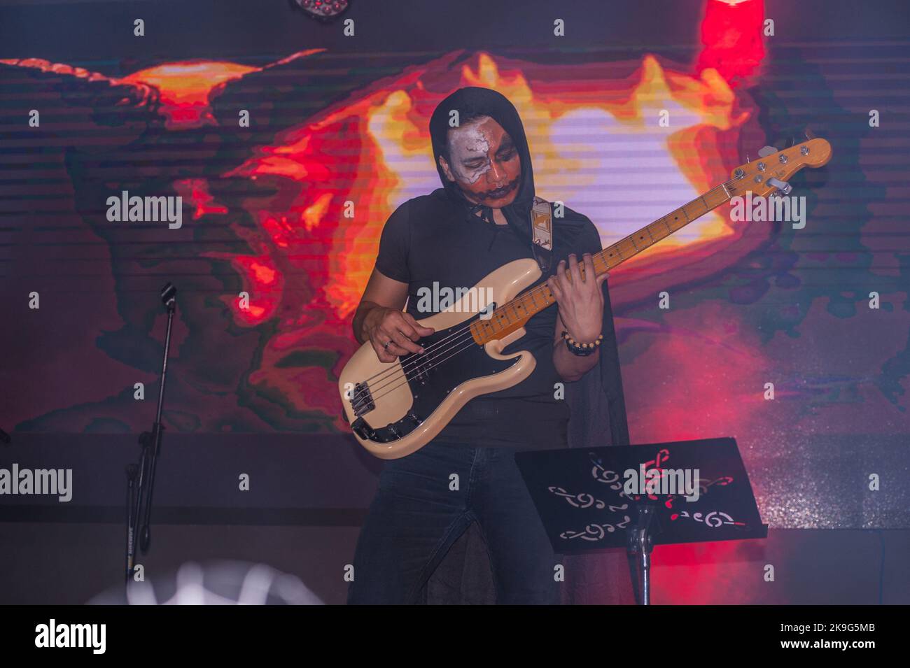 The Filipino band, Band@Work, plays a Halloween show at The Hard Rock ...