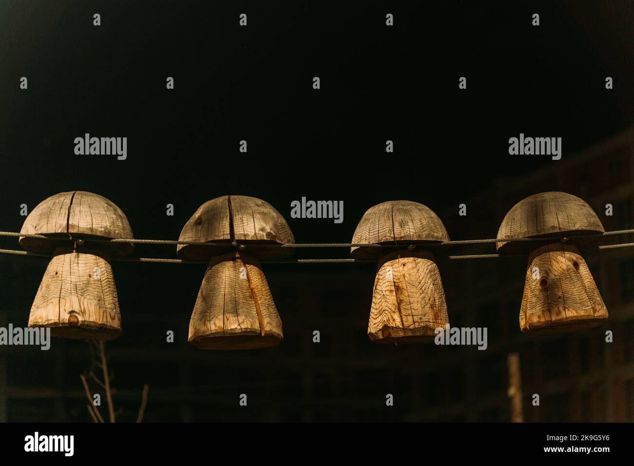 Fun and hard adventure park captured in the nighttime Stock Photo - Alamy