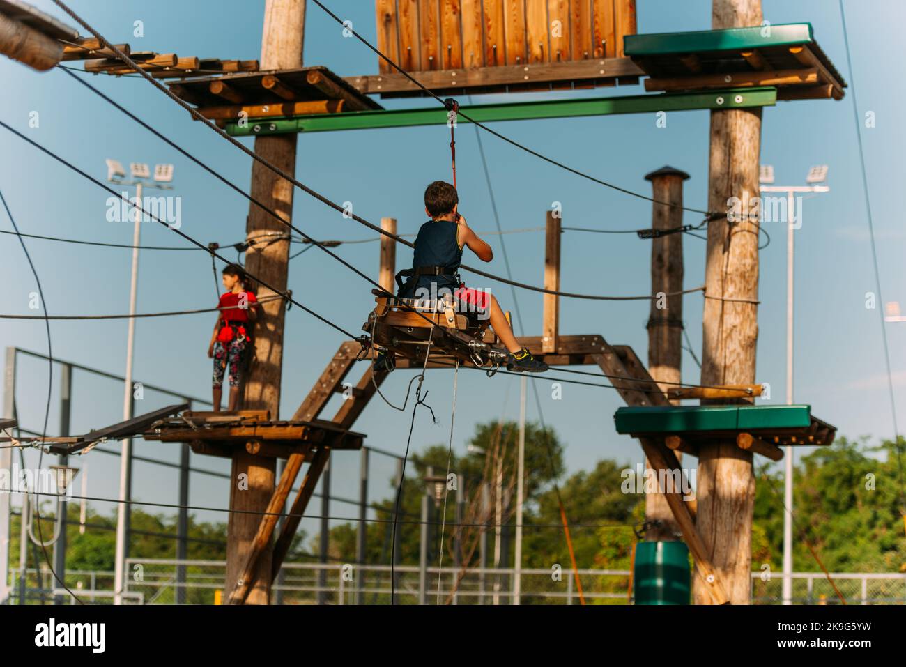 Kids wooden obstacle course hi-res stock photography and images - Alamy