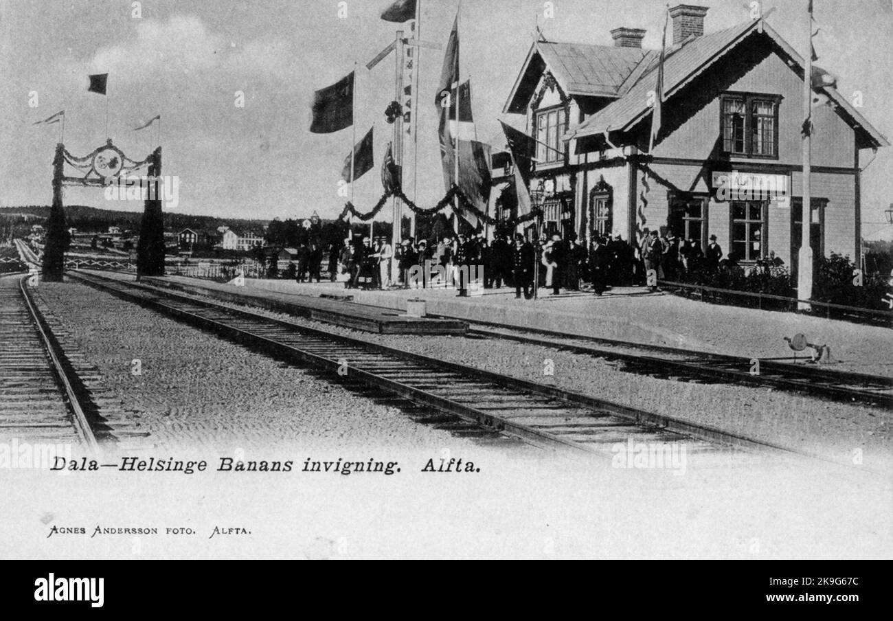 Alfta station. Inauguration of the Dala-Hälsingland Railway, DHDJ Stock ...