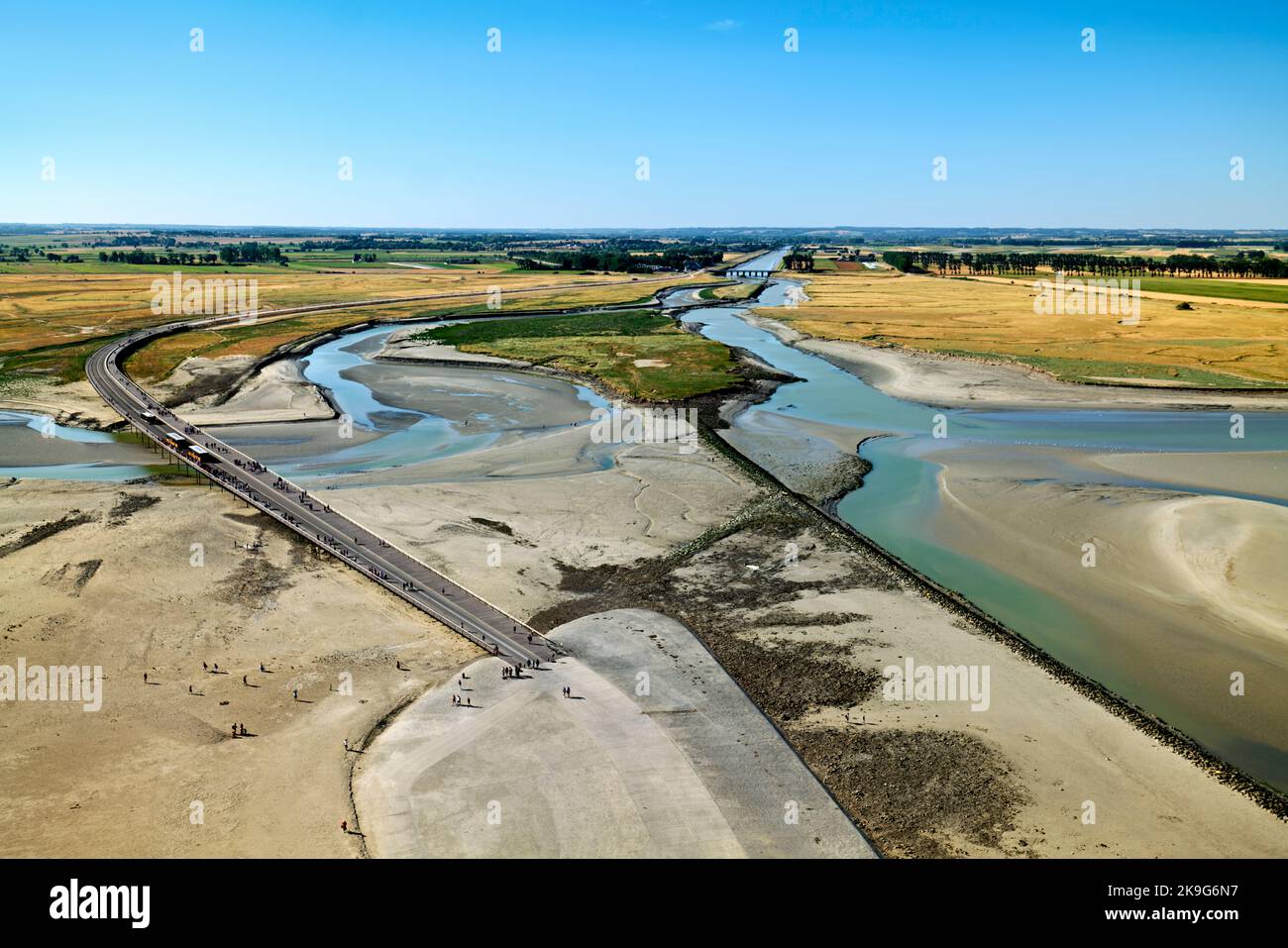 Aerial view from Mont Saint Michel Normandy France with low tide Stock ...