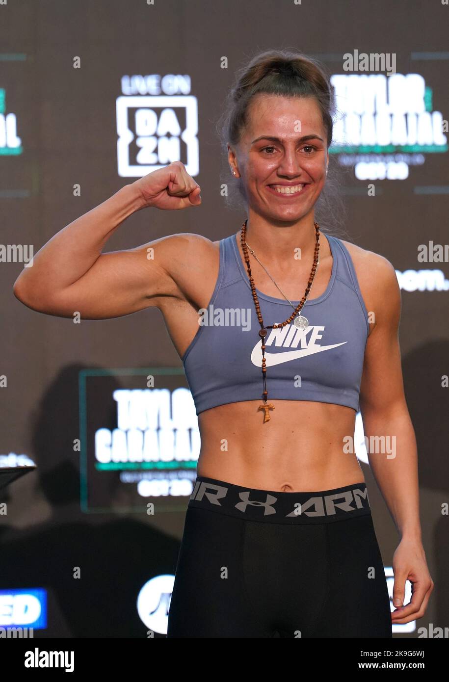 Ellie Scotney during the weigh-in at The Drum Wembley, London. Picture ...