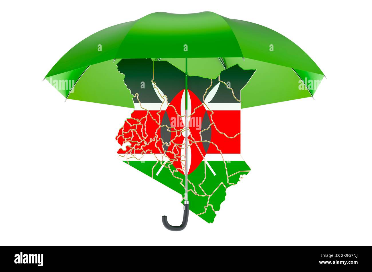 Kenyan map under umbrella. Security and protect or insurance concept ...