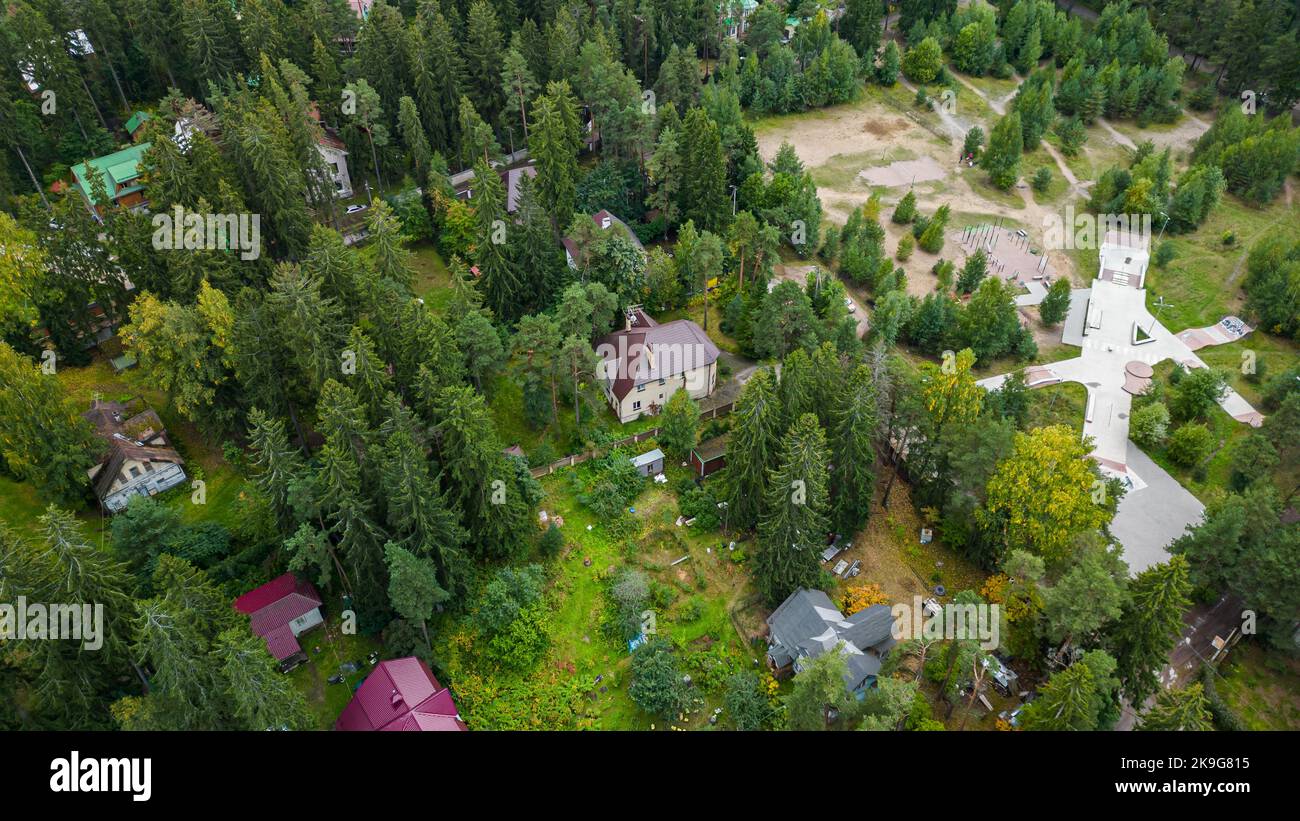Drone over roof house hi-res stock photography and images - Alamy