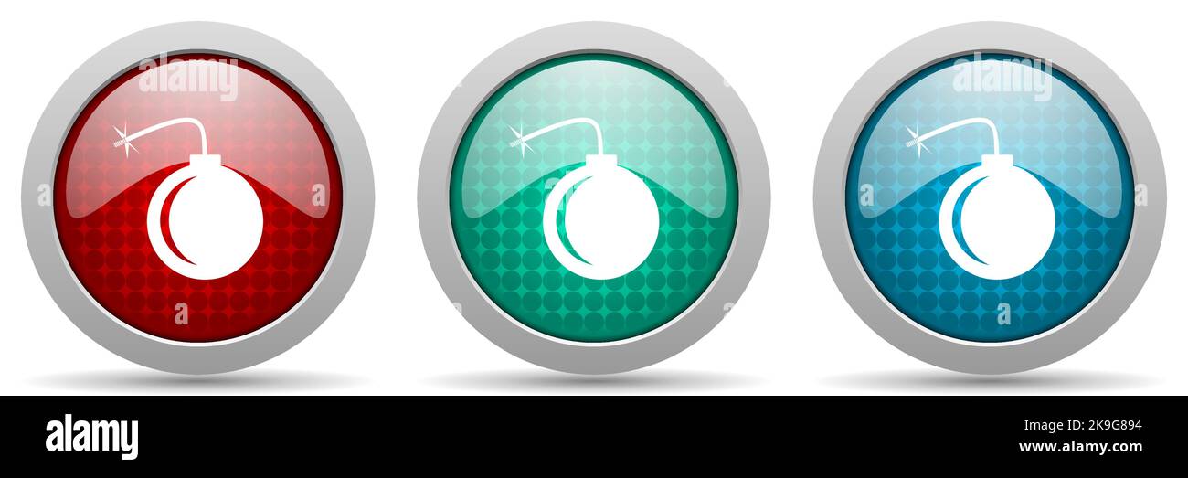 Bomb vector icon set, glossy web buttons collection Stock Vector Image ...