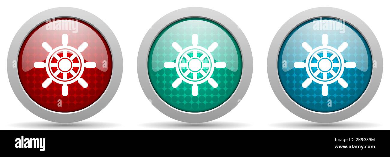Glossy ship wheel button icon hi-res stock photography and images - Alamy