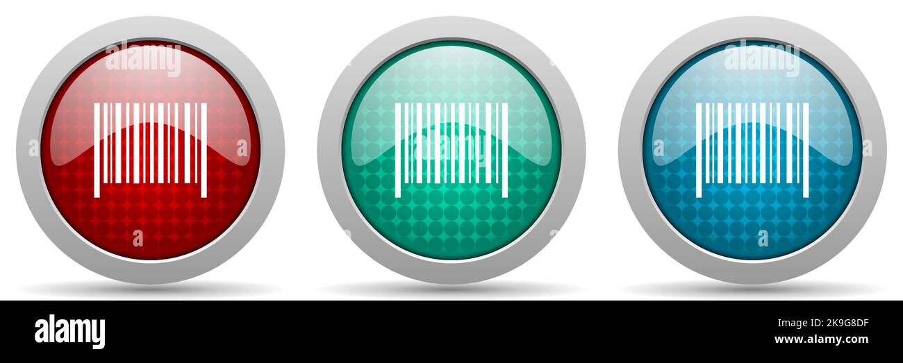 Barcode vector icon set, glossy web buttons collection Stock Vector ...