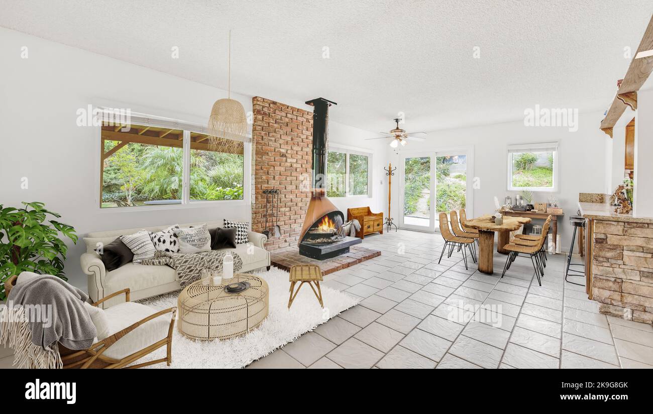 Rustic Living Room Big Windows