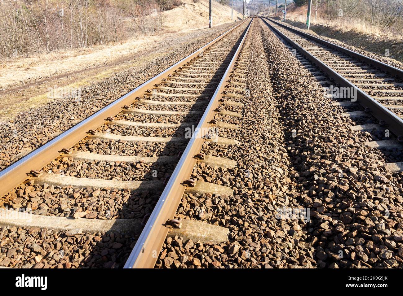 Perspective view straight train track hi-res stock photography and ...