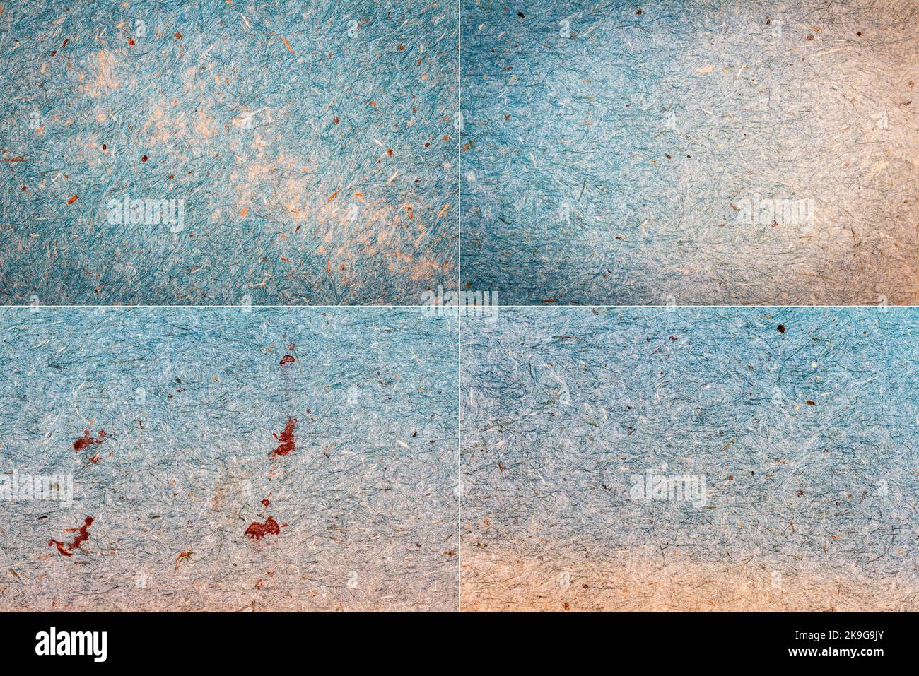 Collection of blue and yellow handmade craft paper texture backgrounds ...