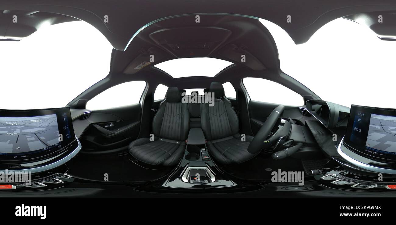 Peugeot 208 interior 360 panoramic photo car Stock Photo - Alamy