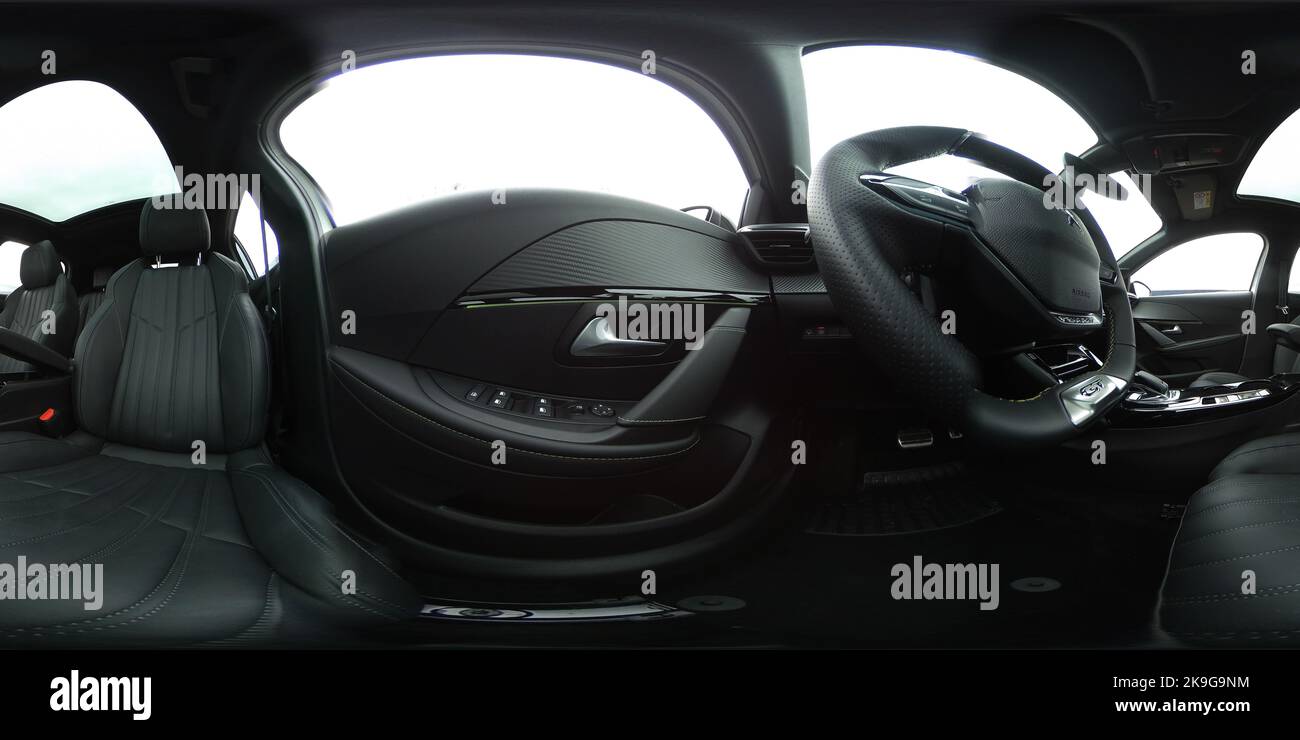 Peugeot 208 interior 360 panoramic photo car Stock Photo - Alamy