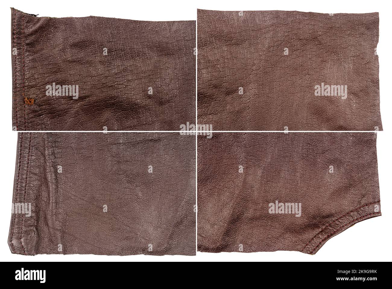 Collection of brown leather textures isolated on white background ...