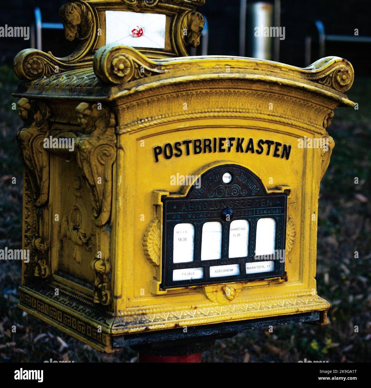 old yellow mail in germany Stock Photo - Alamy