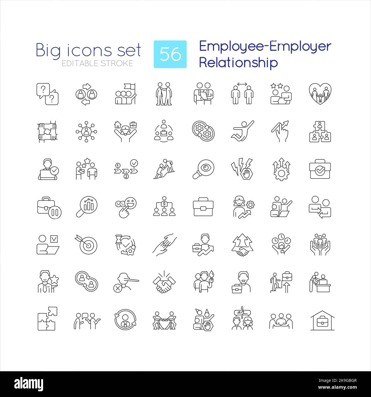 Worker-employer relationship linear icons set Stock Vector Image & Art ...