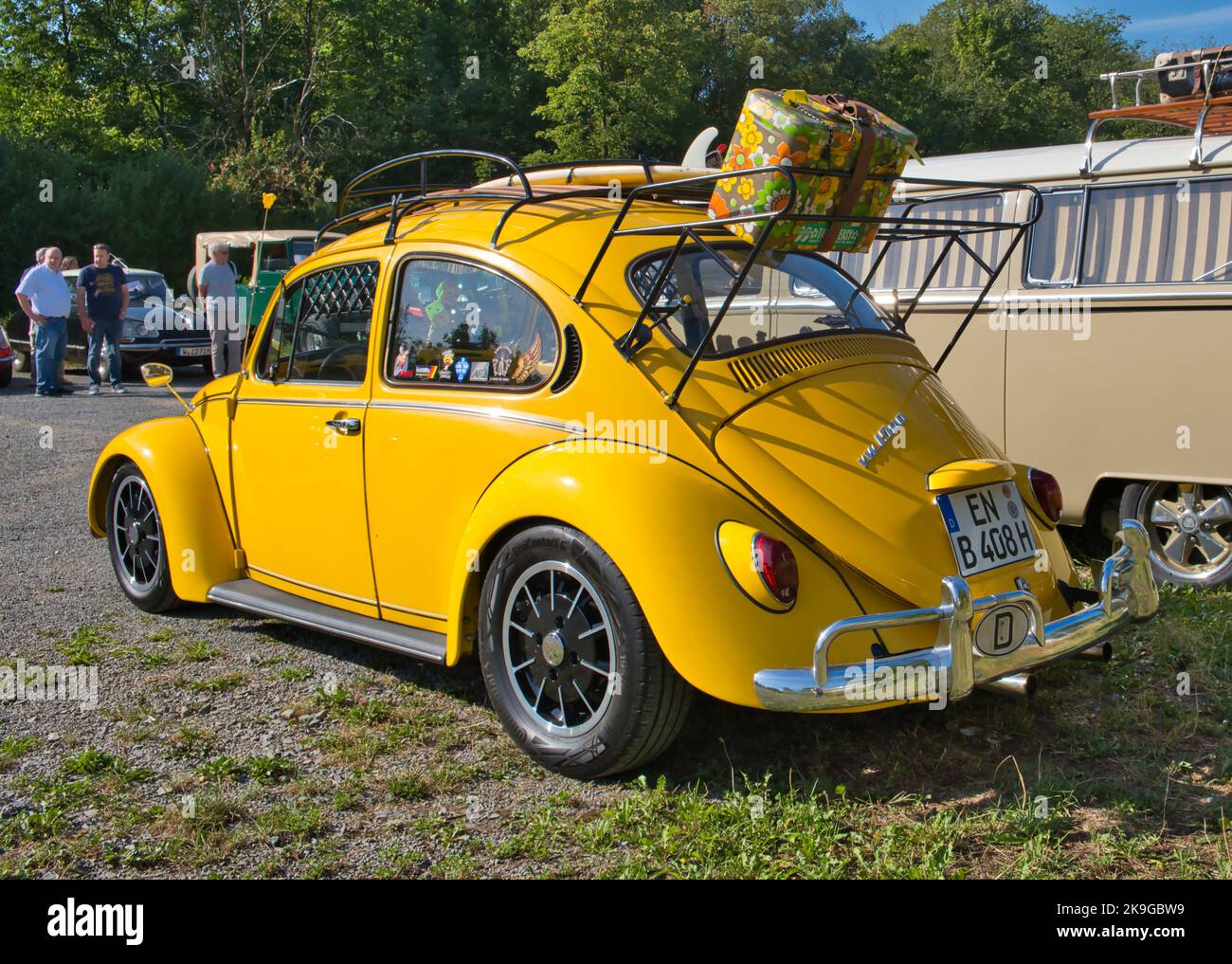 Yellow VW Beetle 1500 , produced from 1966 - 1970, diagonal rear view Stock Photo - Alamy