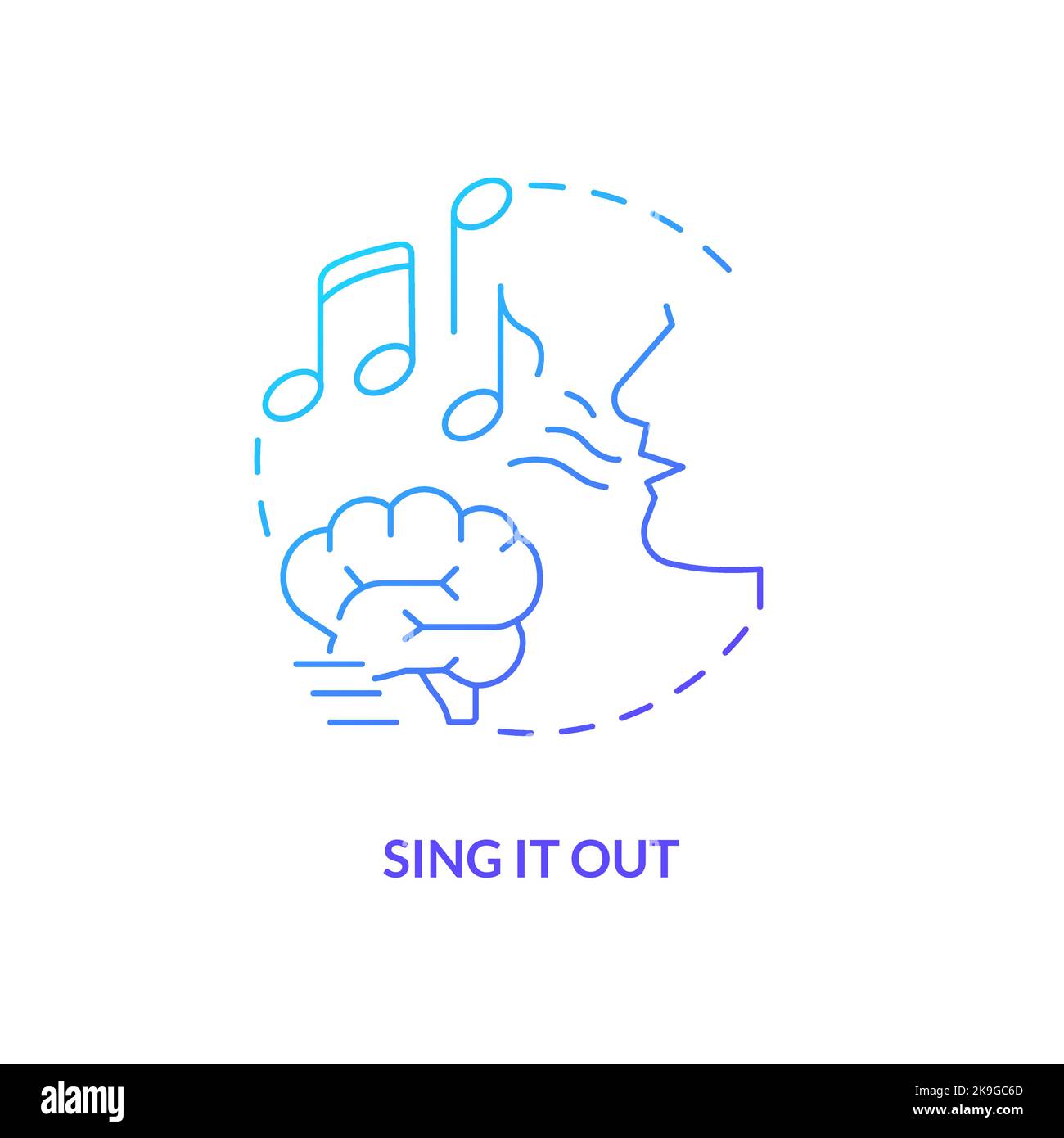 Singing out to memorize blue gradient concept icon Stock Vector Image ...
