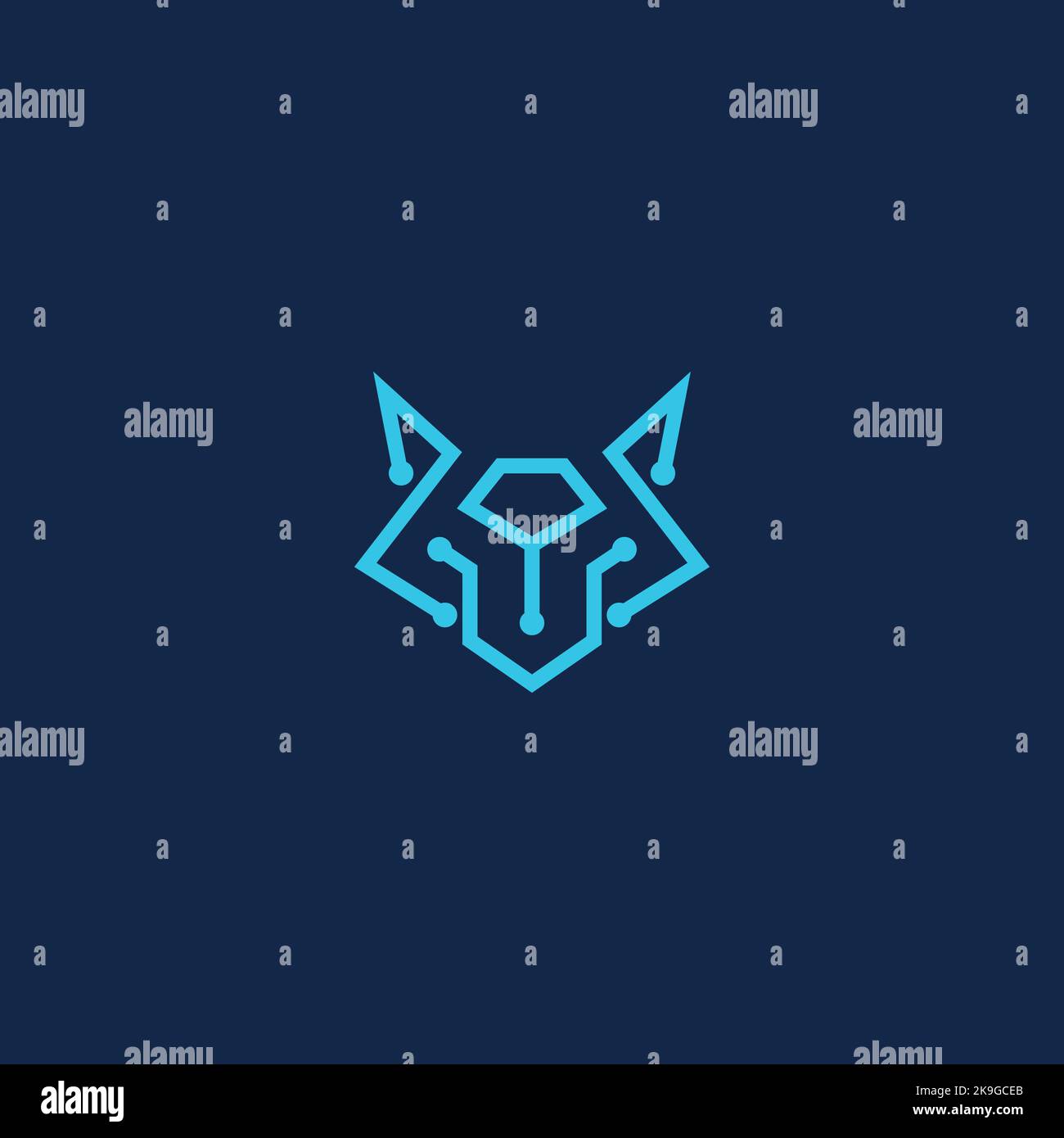 A graphic design for Tech company logo with the wolf head Stock Vector ...