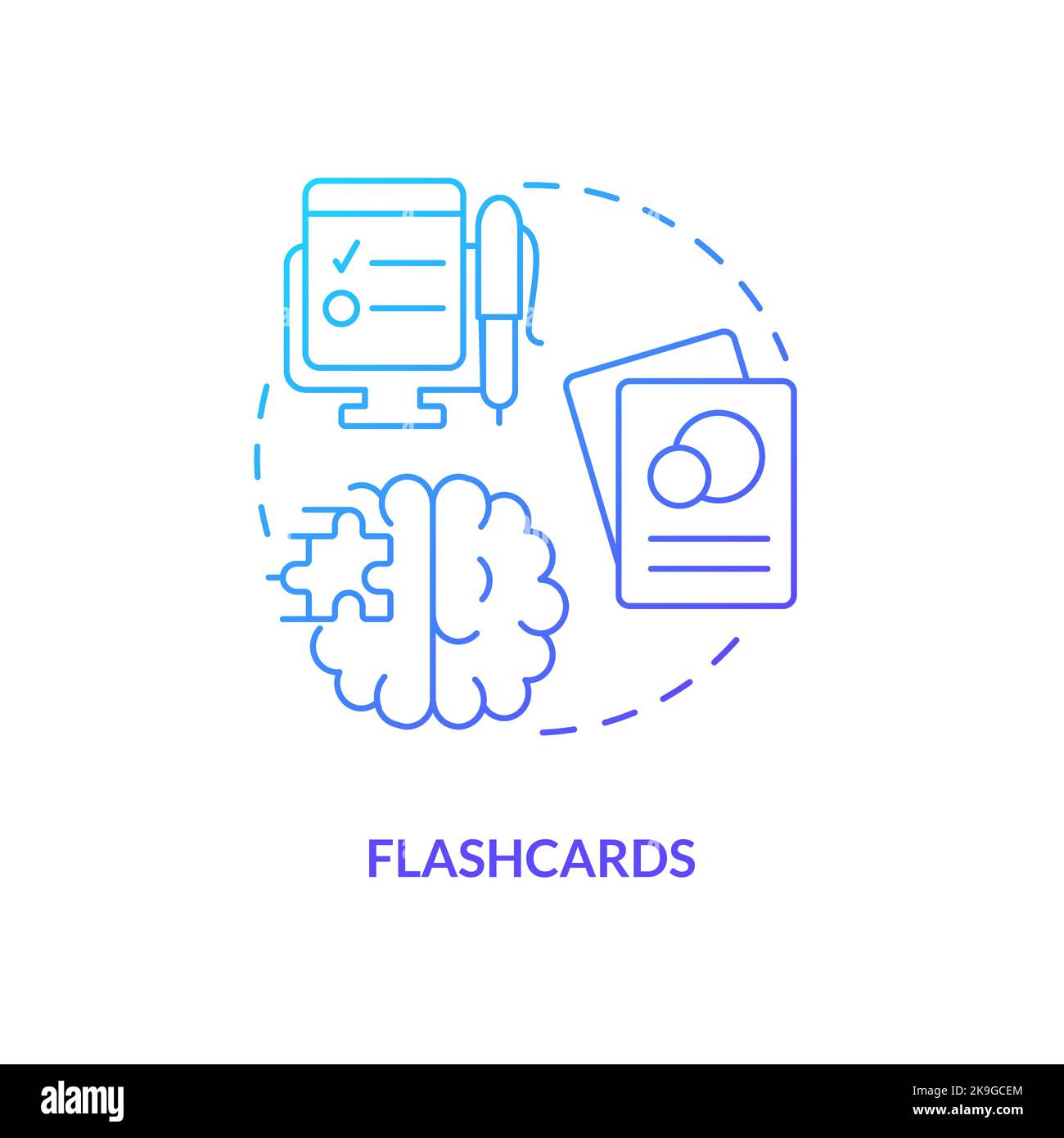 Learning flashcards blue gradient concept icon Stock Vector Image & Art ...