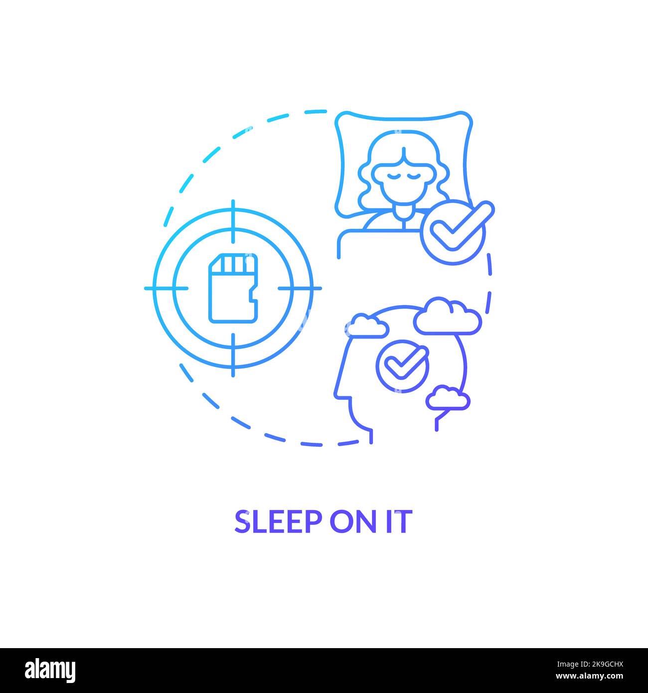 Sleep with new information blue gradient concept icon Stock Vector ...