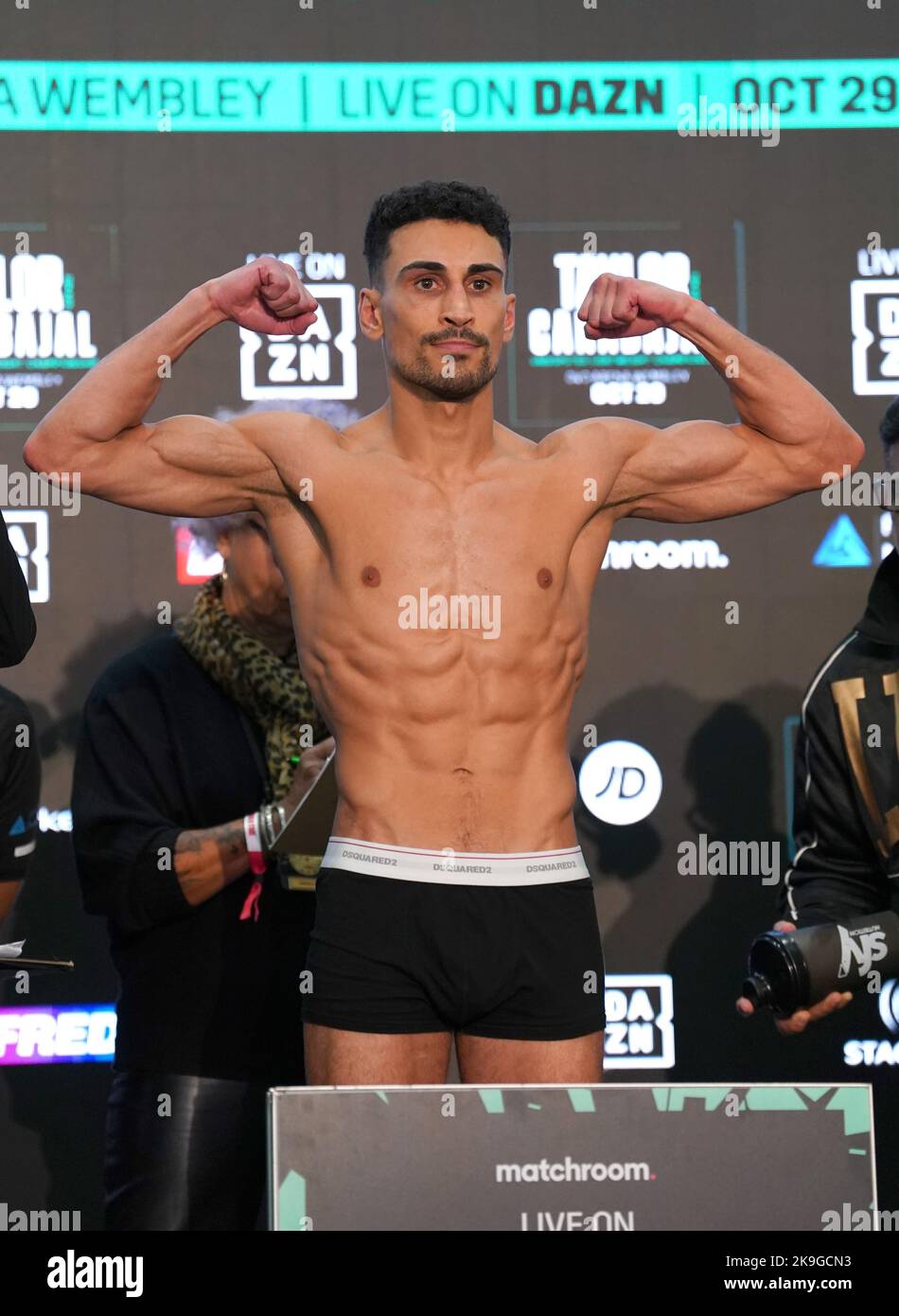 Jordan Gill during the weigh-in at The Drum Wembley, London. Picture ...