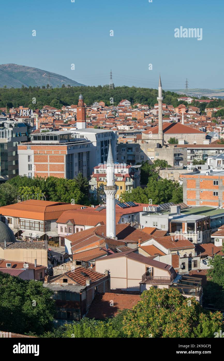 An elevated landscape view of the city of Skopje, capital of North ...