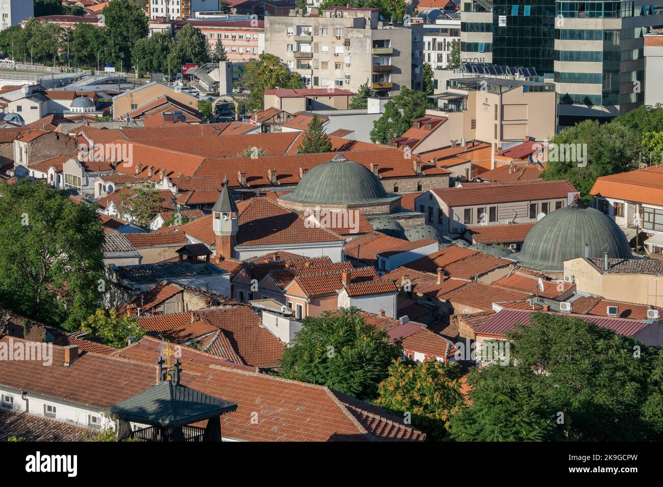 An elevated landscape view of the city of Skopje, capital of North ...
