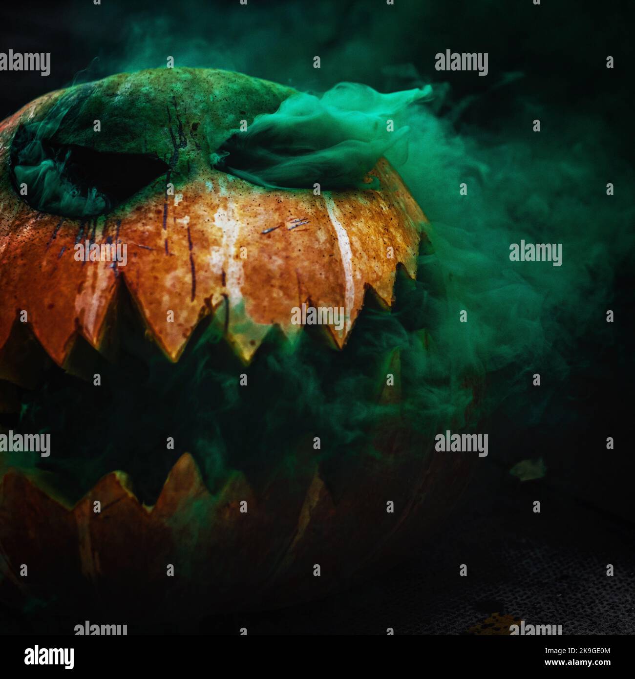 Smoke and Pumpkins at Halloween Stock Photo - Alamy