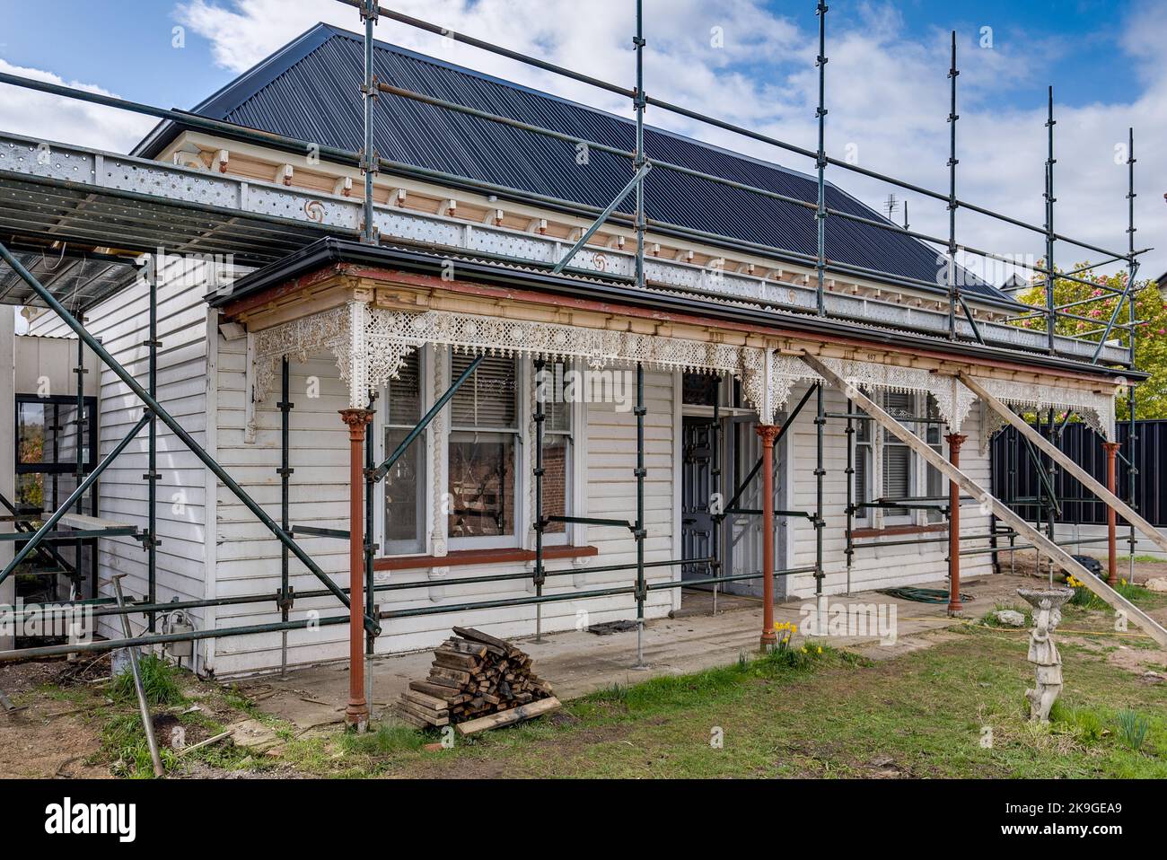 A house undergoing renovation and extension at lock-up stage Stock ...