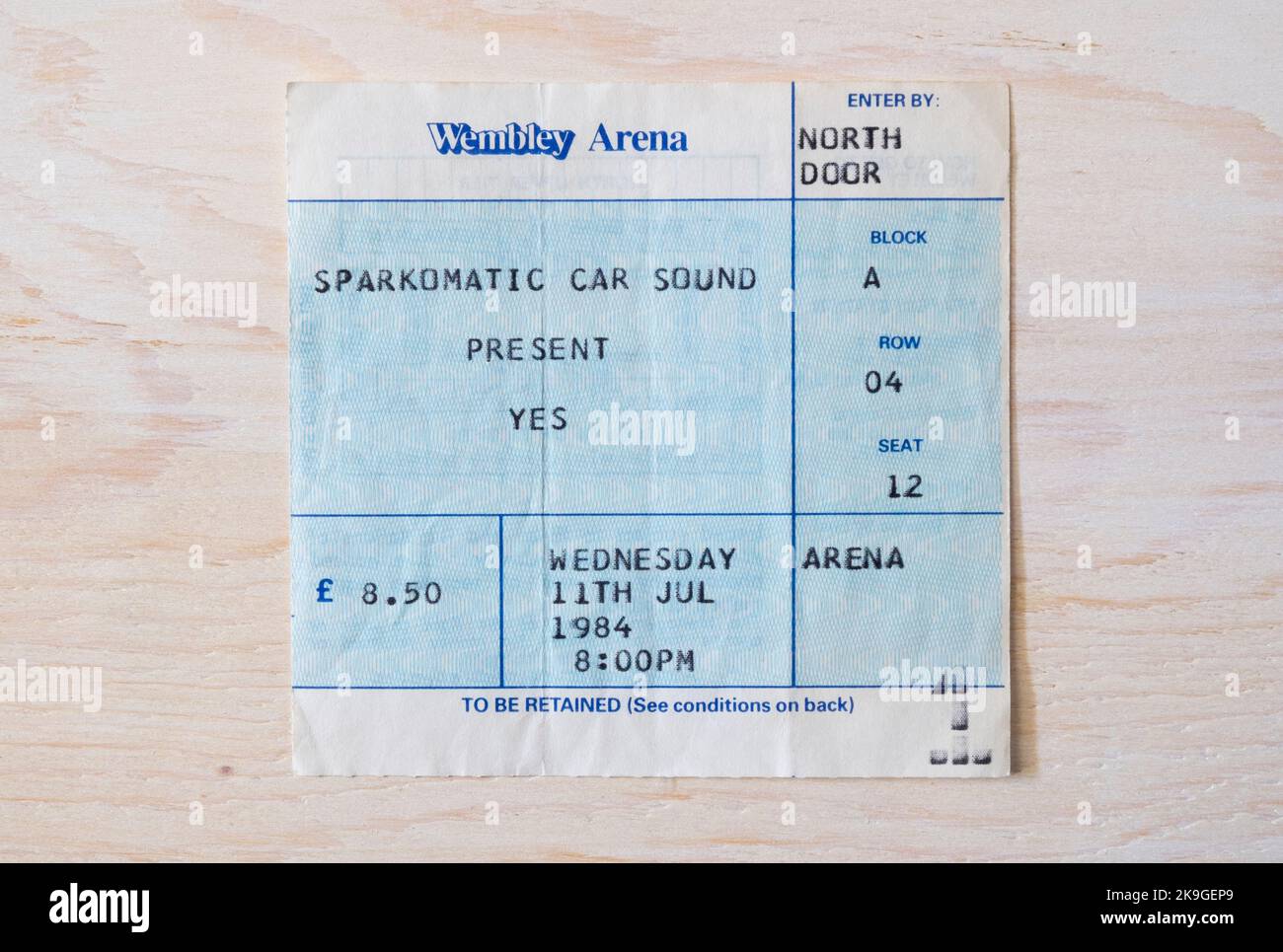 Ticket stub for a Yes concert on the 11th July 1984 at Wembley Arena ...