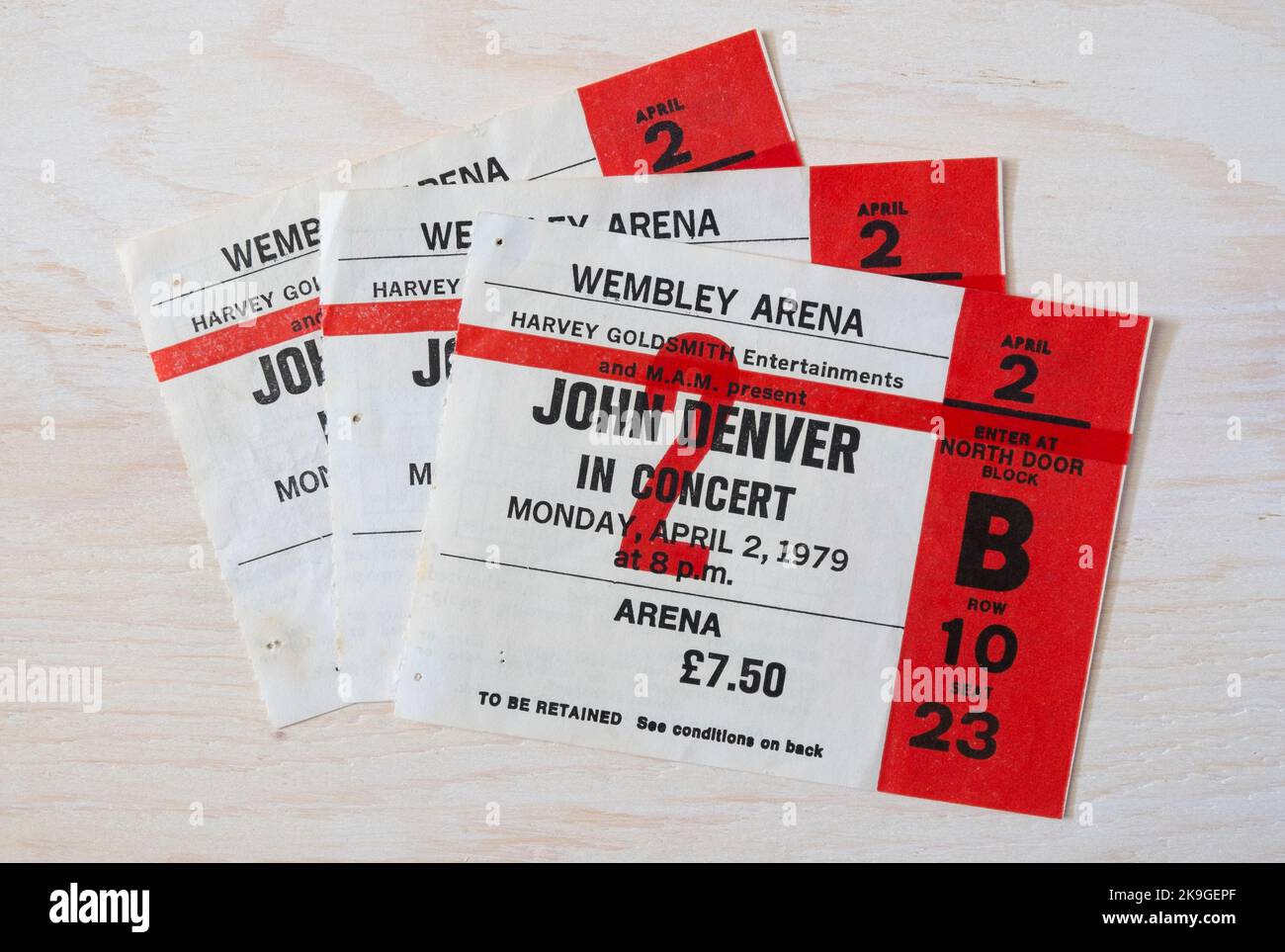 Ticket stub for a John Denver concert 2nd April 1979 at Wembley Arena ...