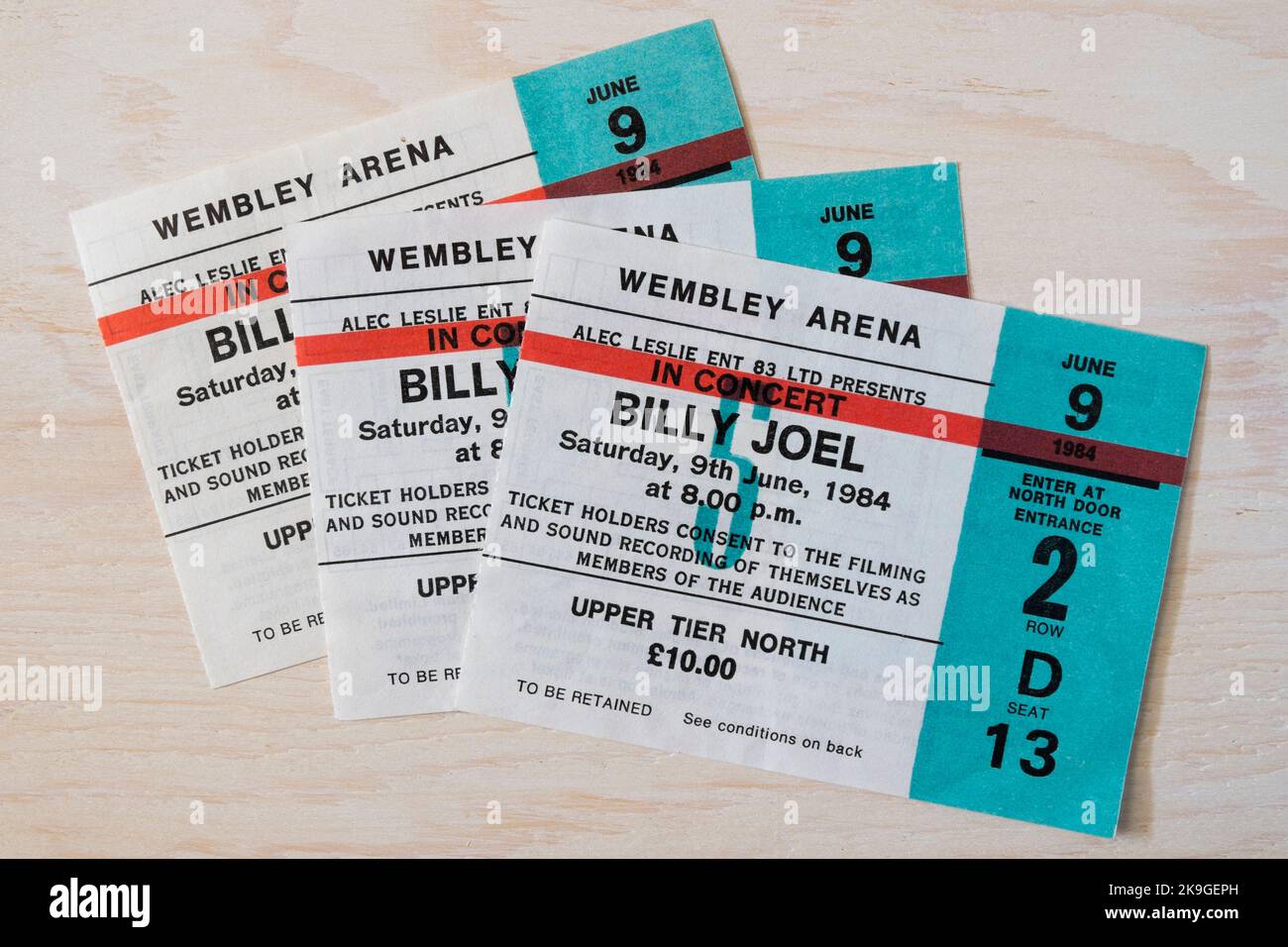 Concert ticket stubs for Billy Joel on the 9th June 1984 at Wembley ...