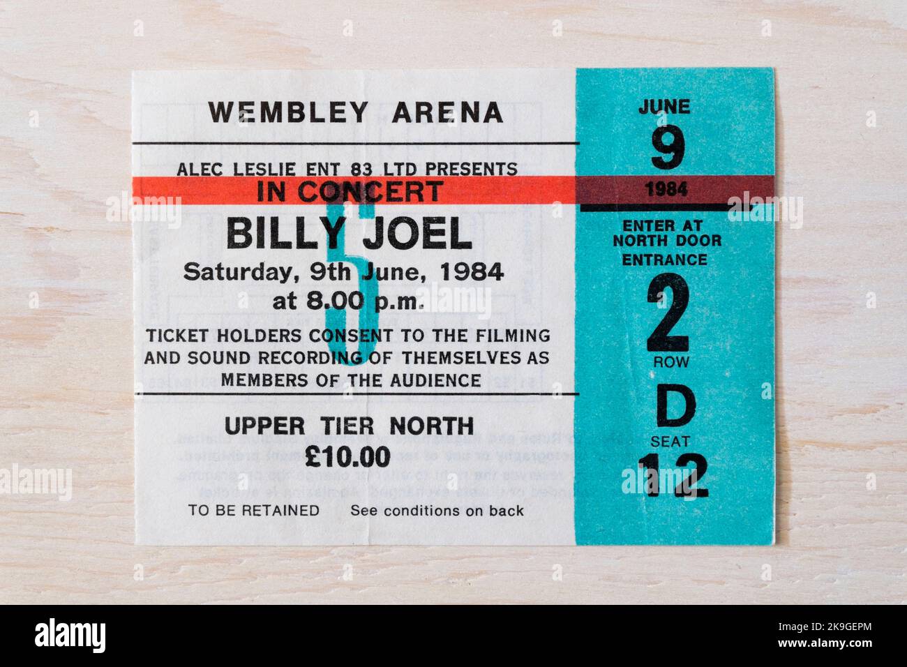 Concert ticket stubs for Billy Joel on the 9th June 1984 at Wembley ...