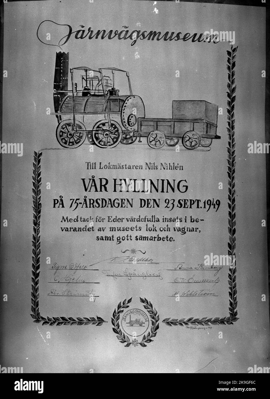 Address to LOKM. N. Nilhlén on the 75th anniversary Stock Photo - Alamy