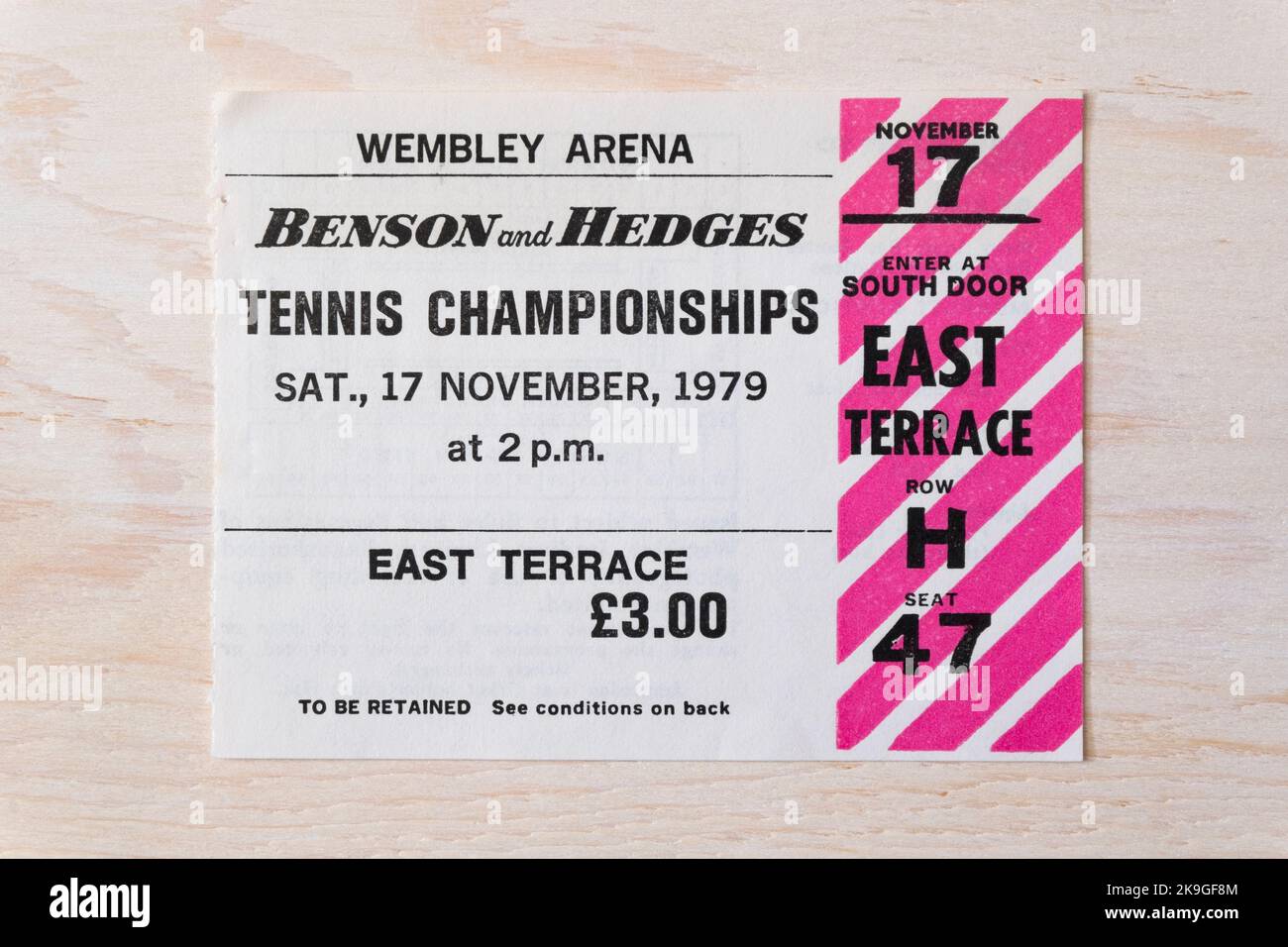 Ticket stub for the Benson & Hedges Tennis Championships on the 17th ...