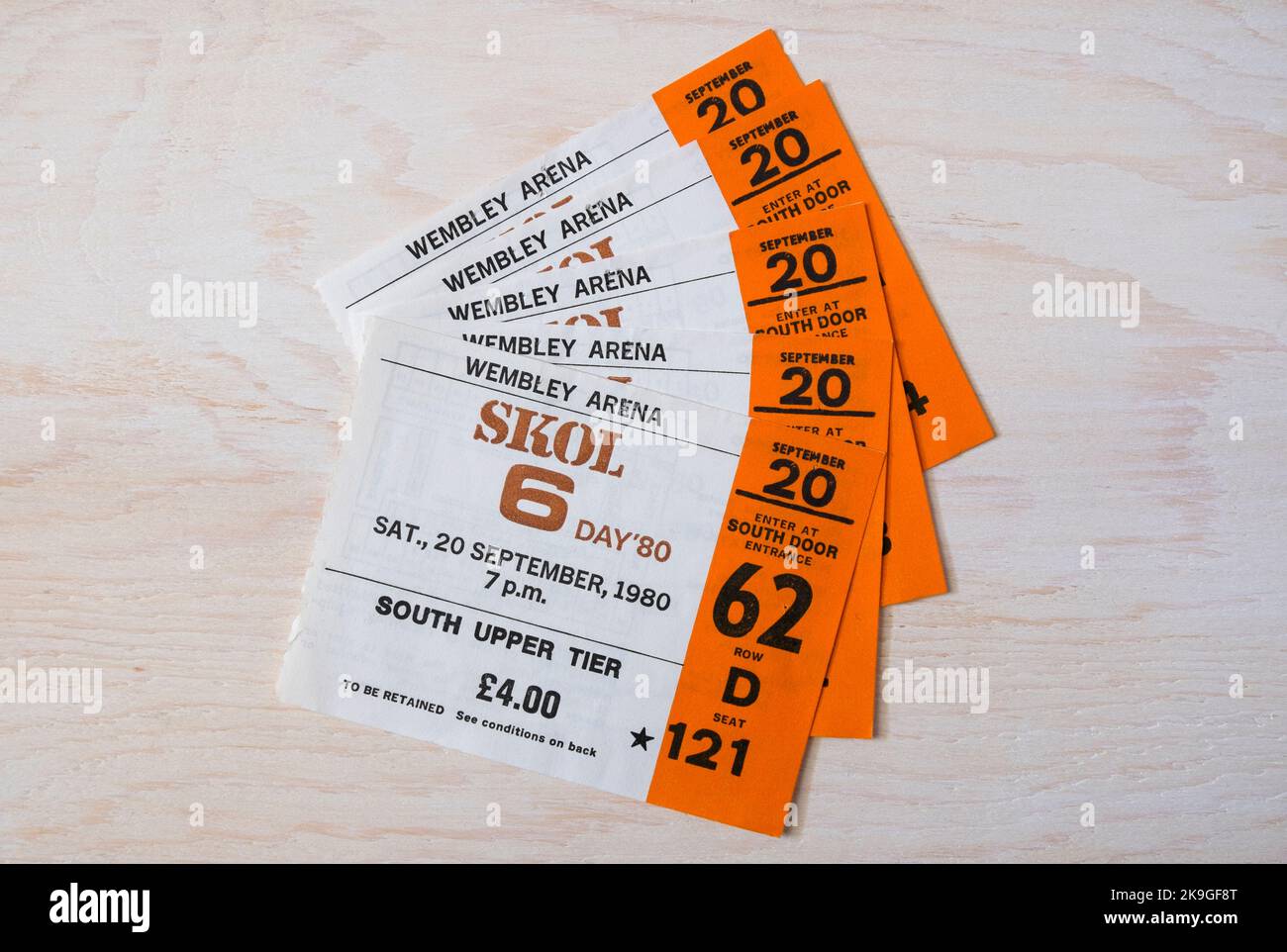 Ticket stubs for the Skol 6 Day Cycle Race, an indoor track cycling ...