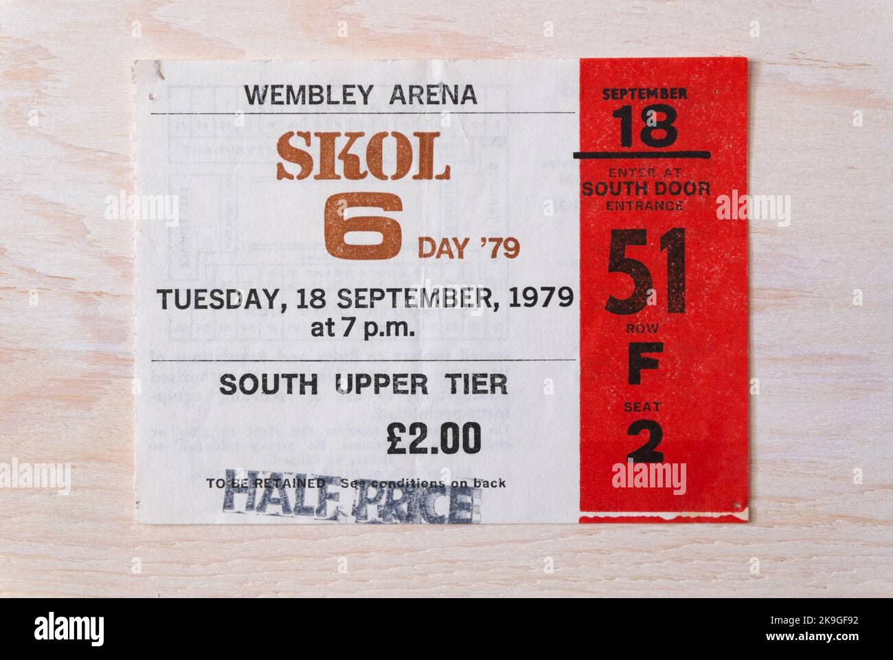 Ticket stub for the Skol 6 Day Cycle Race, an indoor track cycling ...