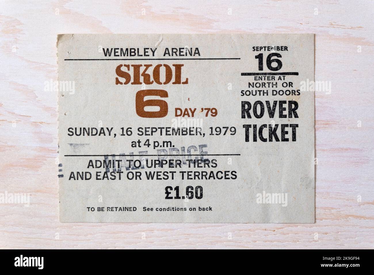 Ticket stub for the Skol 6 Day Cycle Race, an indoor track cycling ...