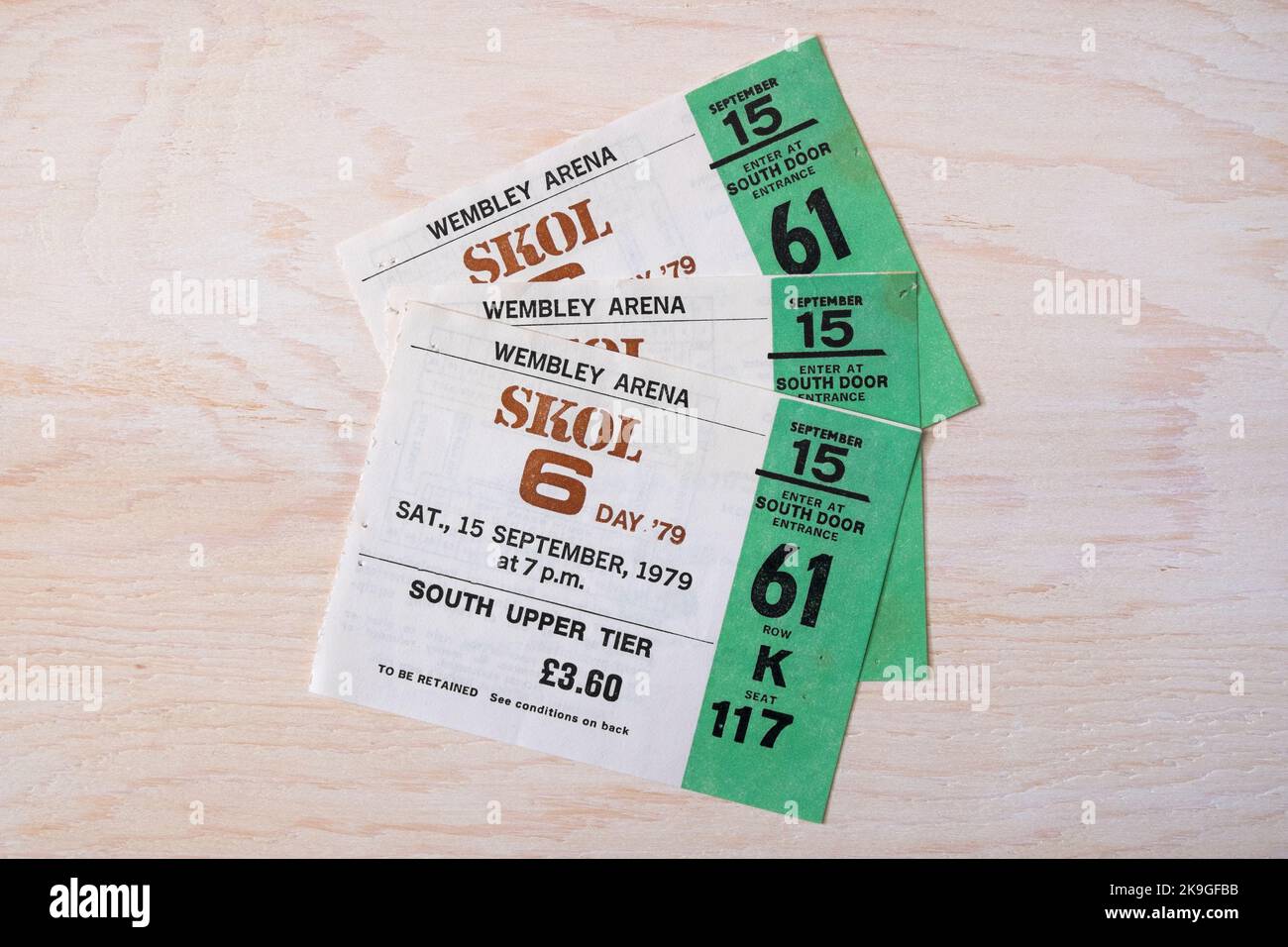 Ticket stubs for the Skol 6 Day Cycle Race, an indoor track cycling ...