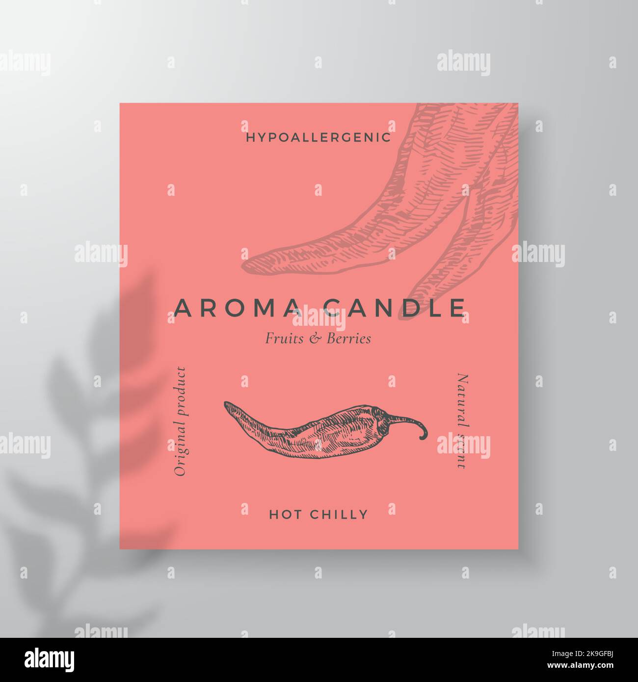 Aroma candle vector label template. Chilly pepper scent from local ...