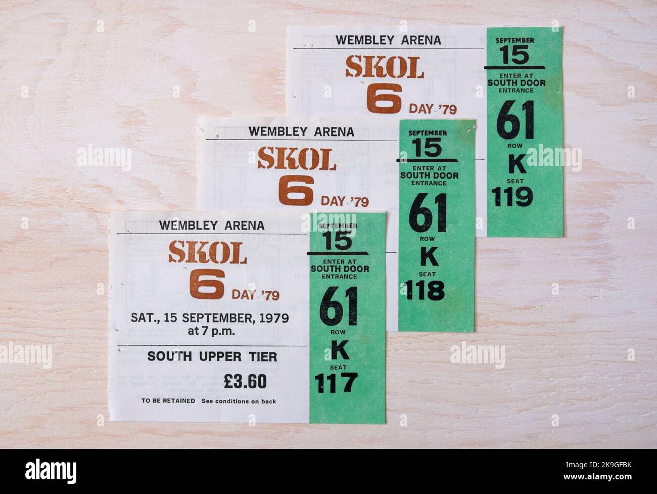 Ticket stubs for the Skol 6 Day Cycle Race, an indoor track cycling ...