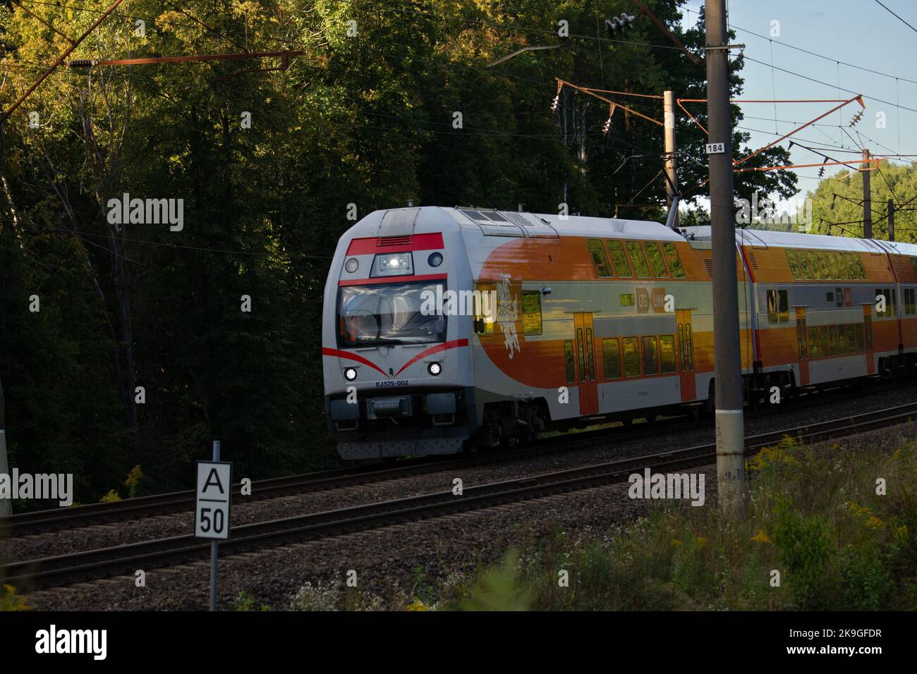 An EJ 575 electric train connecting Vilnius and Kaunas in action Stock ...