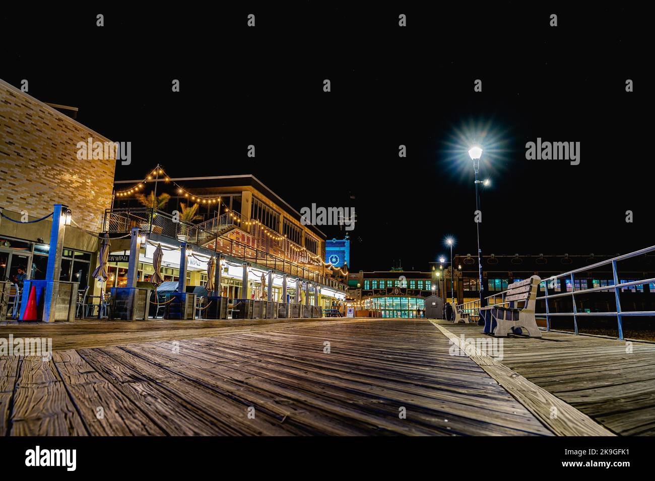 The Asbury Park in New Jersey Boardwalk at night Stock Photo - Alamy